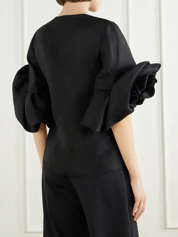 Carolina Herrera Ruffled Silk-satin Blouse