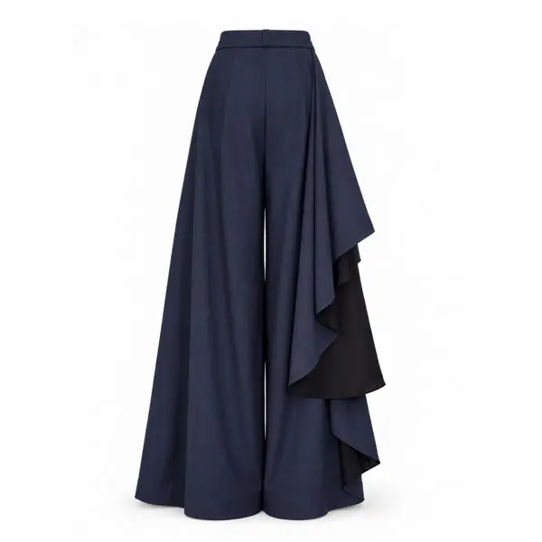 JULIA ALLERT Draped Side Panel Wide-leg Trousers Dark - Blue