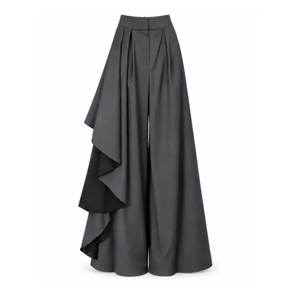 JULIA ALLERT Draped Side Panel Wide-leg Trousers - Grey