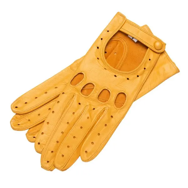 1861 GLOVE MANUFACTORY Messina Leather Driving Gloves In Yellow