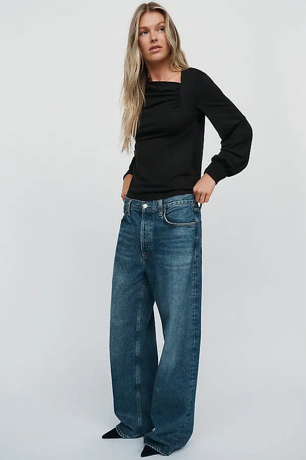NATION LOS ANGELES Erica Cotton Blend Asymmetric Top