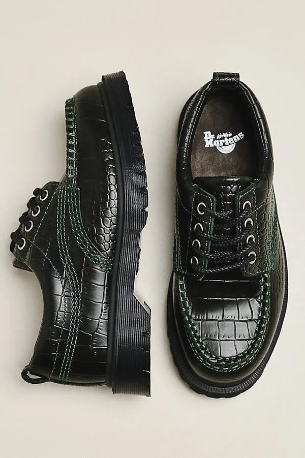 Dr. Martens Lowell Croc Embossed Oxfords - Green