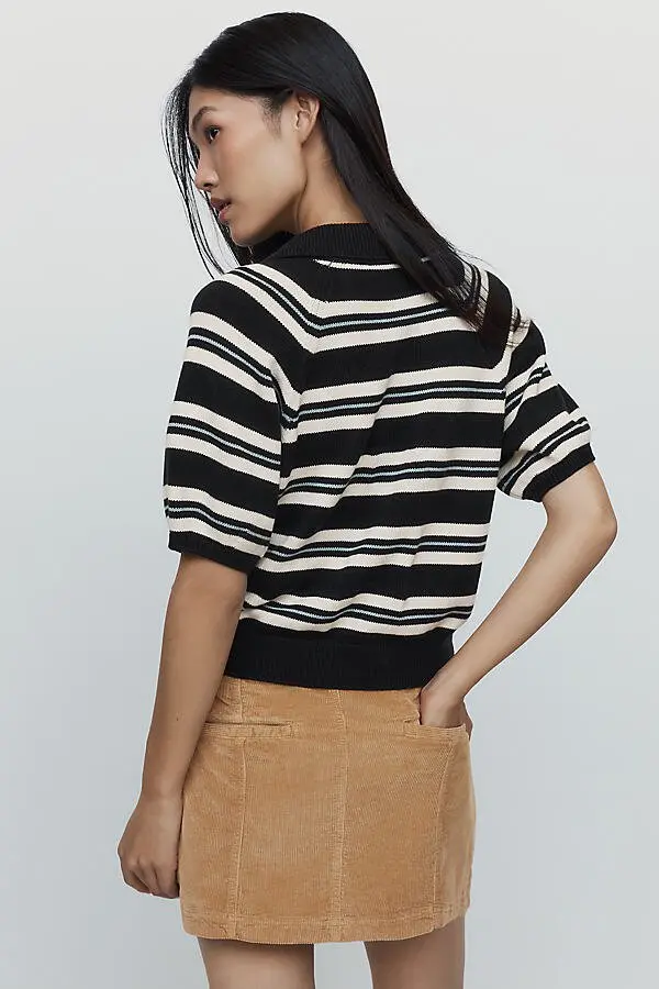 Paige Birch Cotton Silk Blend Polo Top