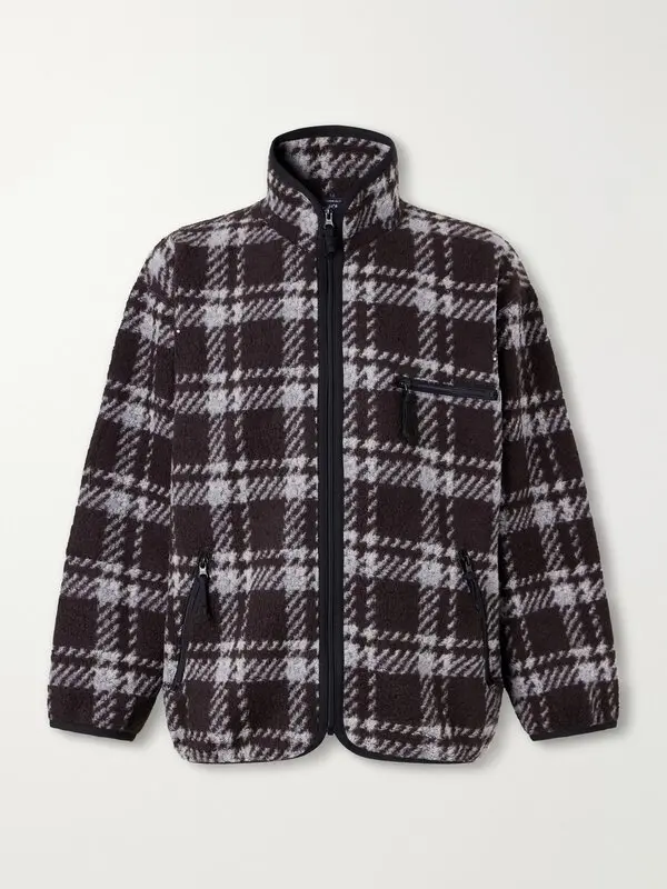 Comme Des Garçons Checked Shell-trimmed Boa Wool-fleece Jacket