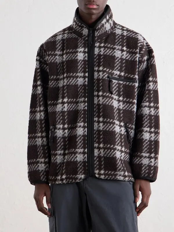 Comme Des Garçons Checked Shell-trimmed Boa Wool-fleece Jacket