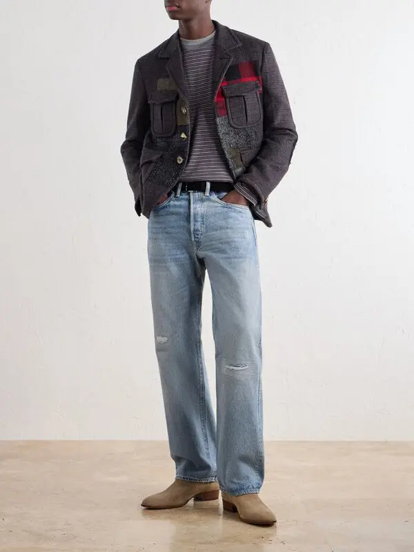 Junya Watanabe Patchwork Checked Wool And Cashmere-blend Woven Blazer