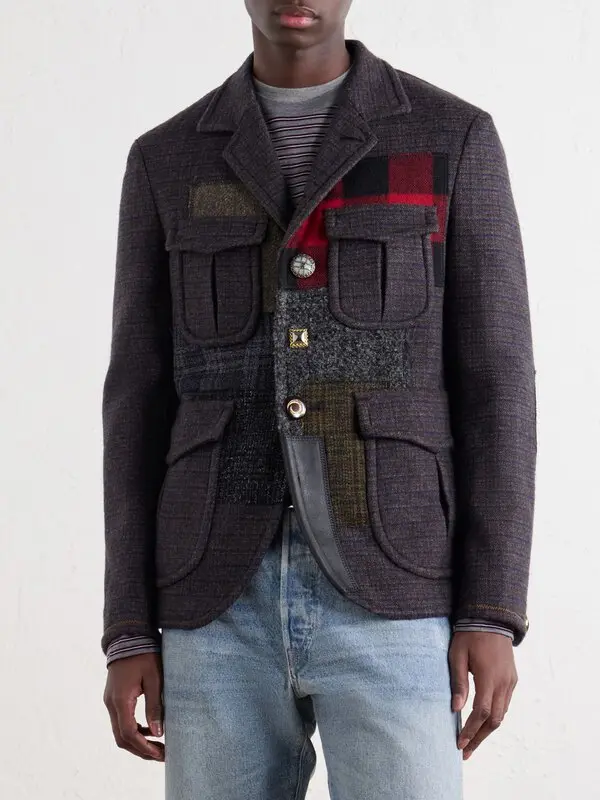 Junya Watanabe Patchwork Checked Wool And Cashmere-blend Woven Blazer
