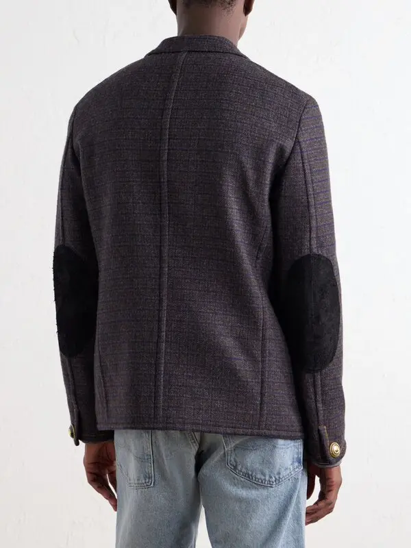 Junya Watanabe Patchwork Checked Wool And Cashmere-blend Woven Blazer