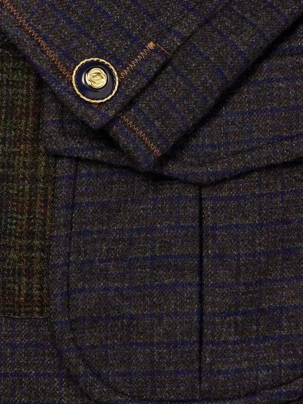 Junya Watanabe Patchwork Checked Wool And Cashmere-blend Woven Blazer