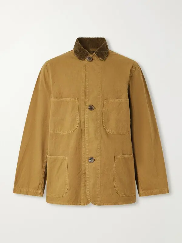 ORSLOW Corduroy-trimmed Cotton-canvas Jacket