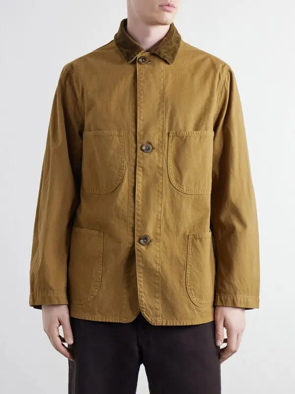 ORSLOW Corduroy-trimmed Cotton-canvas Jacket