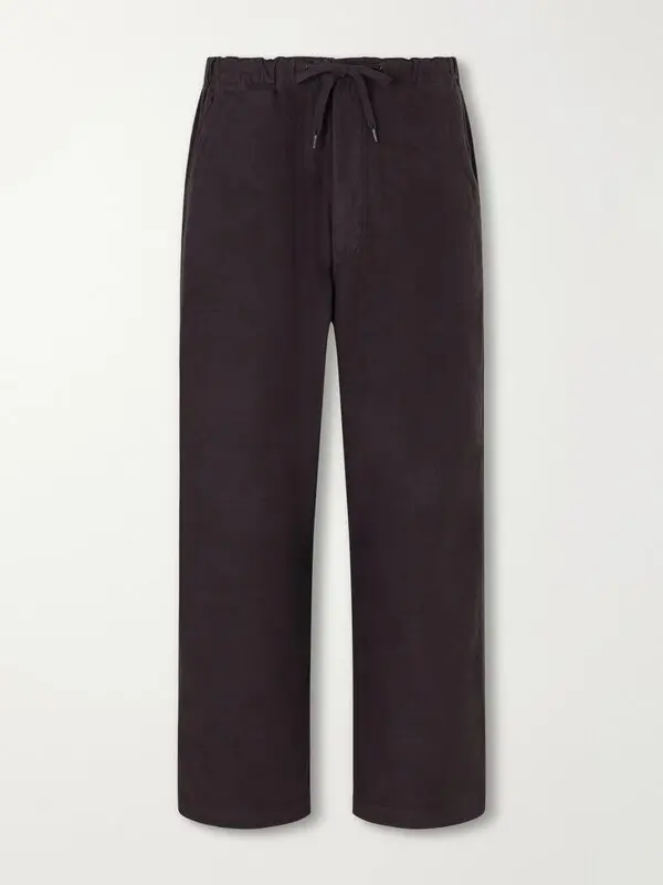 ORSLOW New Yorker Straight-leg Brushed Cotton-felt Drawstring Trousers