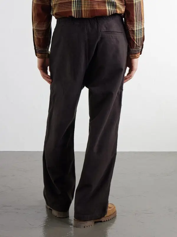 ORSLOW New Yorker Straight-leg Brushed Cotton-felt Drawstring Trousers
