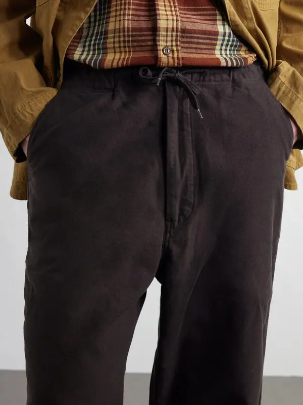 ORSLOW New Yorker Straight-leg Brushed Cotton-felt Drawstring Trousers