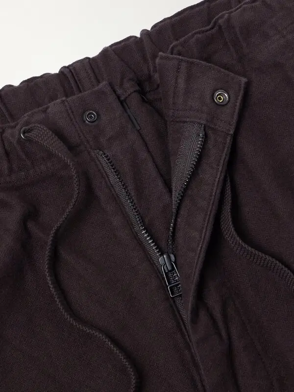 ORSLOW New Yorker Straight-leg Brushed Cotton-felt Drawstring Trousers
