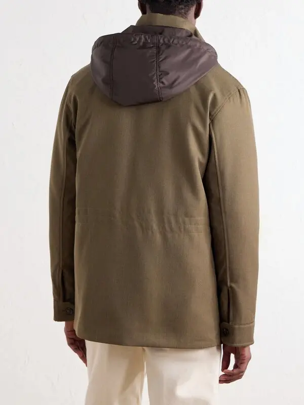 SLOWEAR Montedoro Padded Wool-blend Twill Hooded Jacket