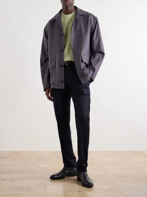 SLOWEAR Incotex Tapered Wool-blend Flannel Cargo Trousers