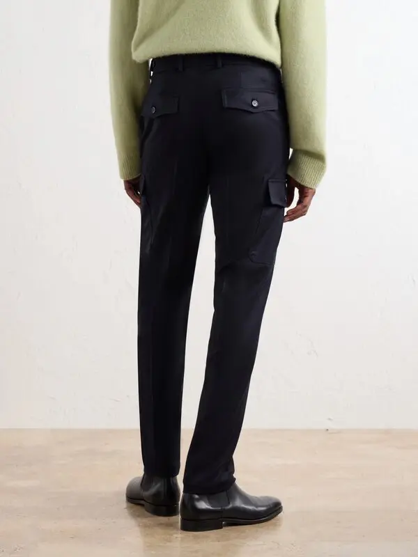 SLOWEAR Incotex Tapered Wool-blend Flannel Cargo Trousers