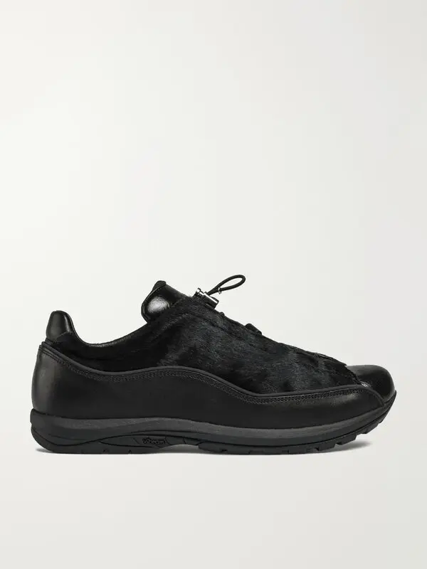 Diemme Licata Leather-trimmed Calf-hair Sneakers - Black