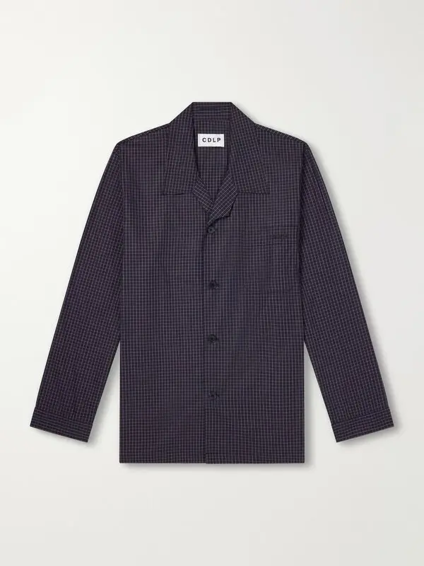 CDLP Logo-embroidered Checked Organic Cotton-poplin Pyjama Shirt