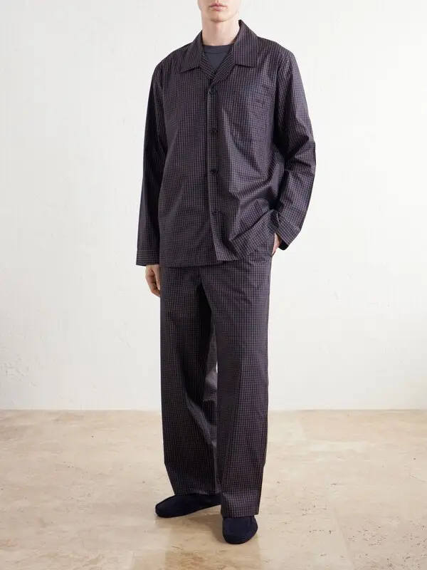 CDLP Logo-embroidered Checked Organic Cotton-poplin Pyjama Shirt