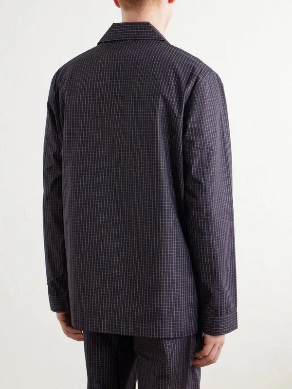 CDLP Logo-embroidered Checked Organic Cotton-poplin Pyjama Shirt
