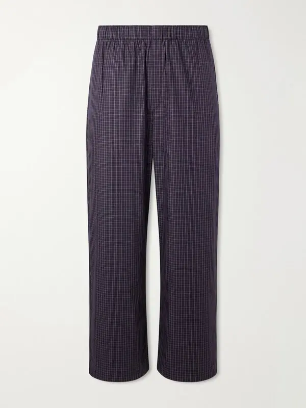 CDLP Straight-leg Checked Organic Cotton-poplin Pyjama Trousers