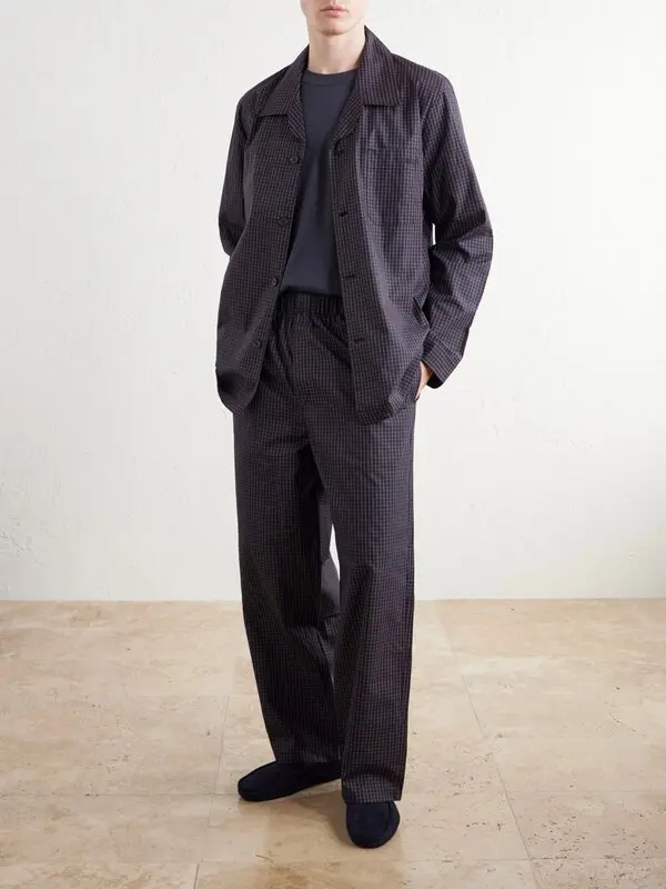CDLP Straight-leg Checked Organic Cotton-poplin Pyjama Trousers