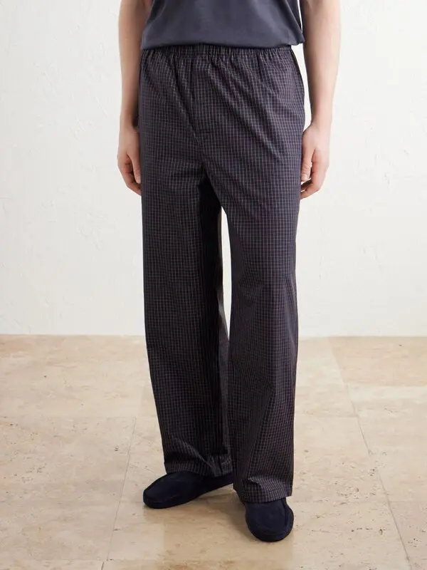 CDLP Straight-leg Checked Organic Cotton-poplin Pyjama Trousers