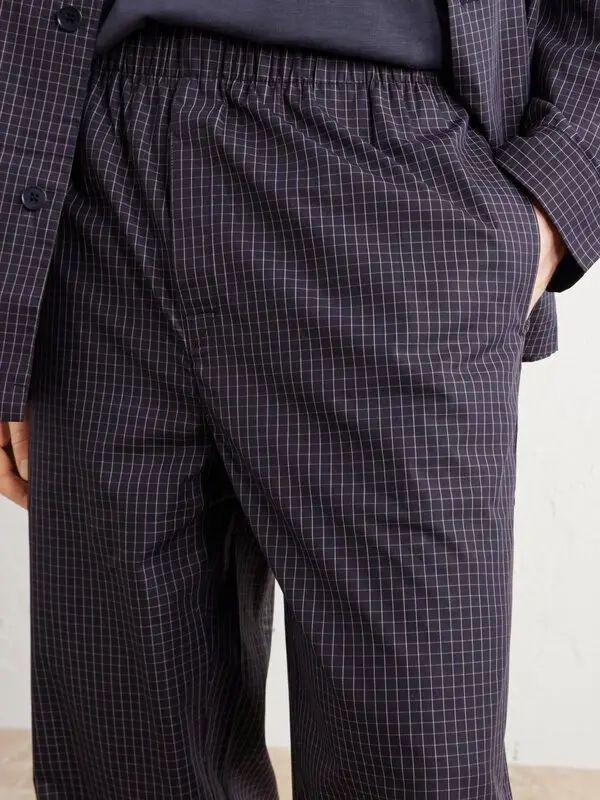 CDLP Straight-leg Checked Organic Cotton-poplin Pyjama Trousers