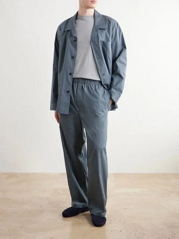 CDLP Straight-leg Striped Organic Cotton Pyjama Trousers