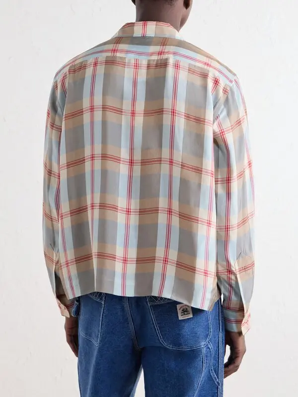 BODE Canyon Trillium Camp-collar Appliquéd Checked Organza Shirt