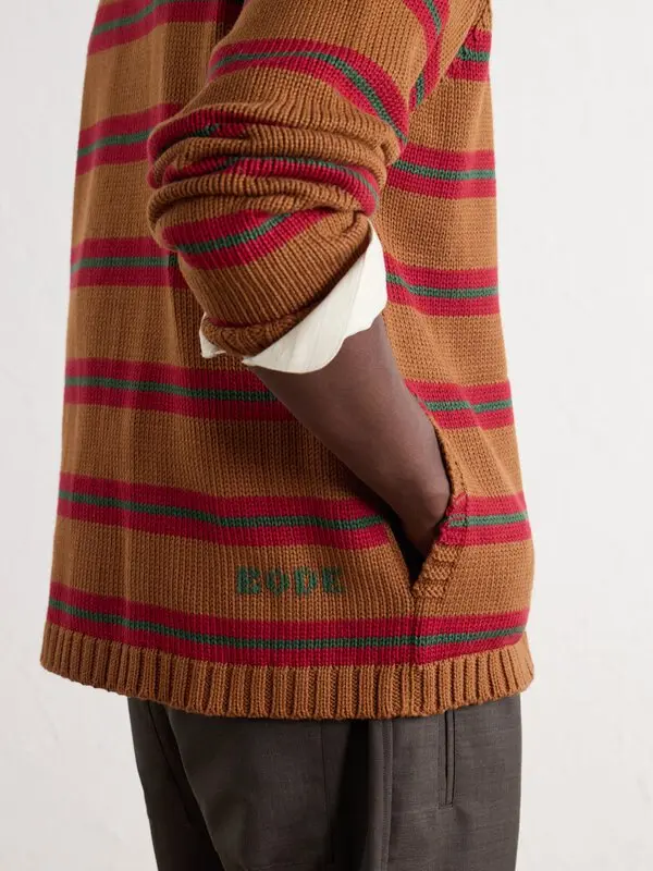 BODE Holly Striped Cotton And Merino Wool-blend Cardigan