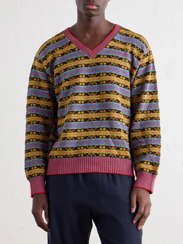 BODE Bracken Fair Isle Cotton-jacquard Sweater