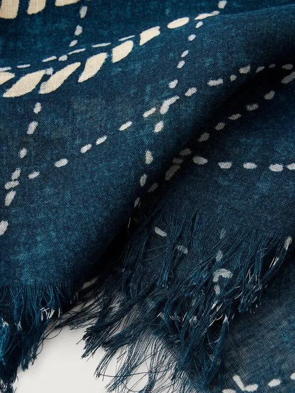 Kapital Frayed Printed Gauze Scarf