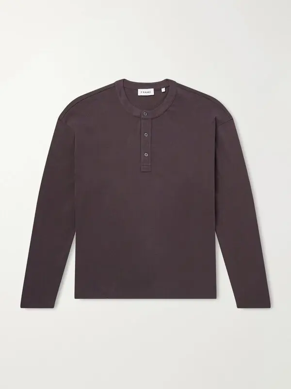 FRAME Cotton-jersey Henley T-shirt