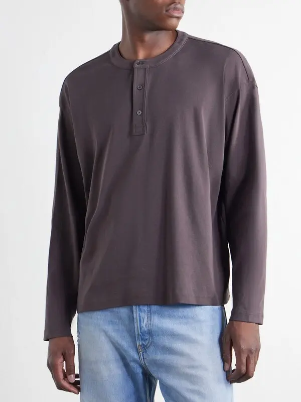 FRAME Cotton-jersey Henley T-shirt