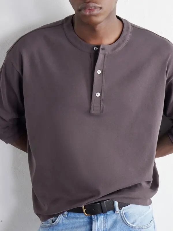 FRAME Cotton-jersey Henley T-shirt