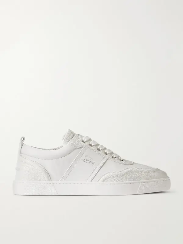 CHRISTIAN LOUBOUTIN Retero Logo-print Full-grain And Smooth Leather Sneakers - White