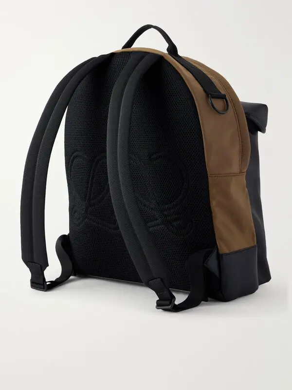Loewe Logo-print Canvas-trimmed Leather Backpack