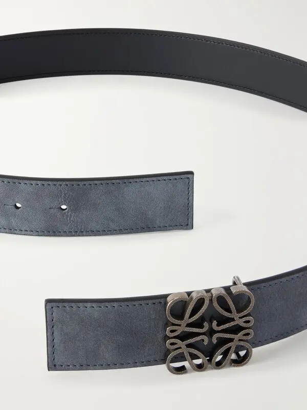 Loewe 3.5 Cm Reversible Anagram-embellished Nubuck Belt