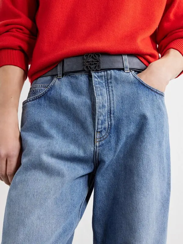 Loewe 3.5 Cm Reversible Anagram-embellished Nubuck Belt