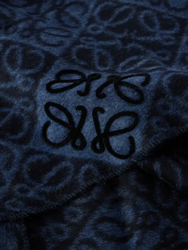 Loewe Anagram Fringed Jacquard-knit Wool And Cashmere-blend Scarf