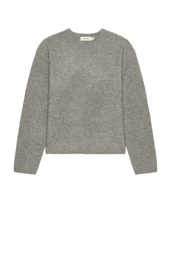 FRAME Waffle Cashmere Blend Crewneck In Grey