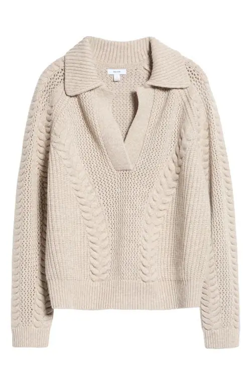 REISS Auriele Wool Polo Sweater - Neutral