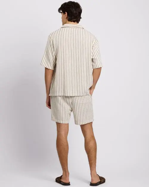 Onia Rafia Stripe Relaxed Camp Shirt - Ivory Multi