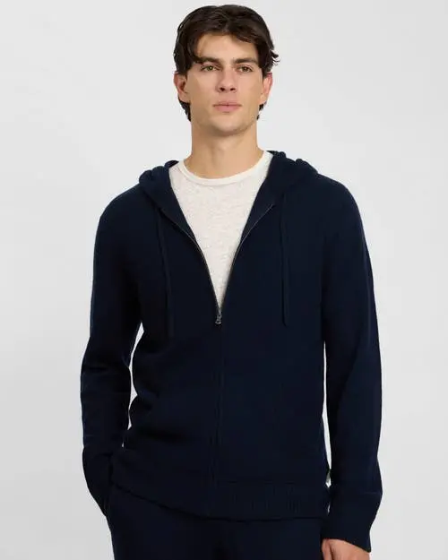 Onia 100% Cashmere Hoodie Zip Up - Midnight