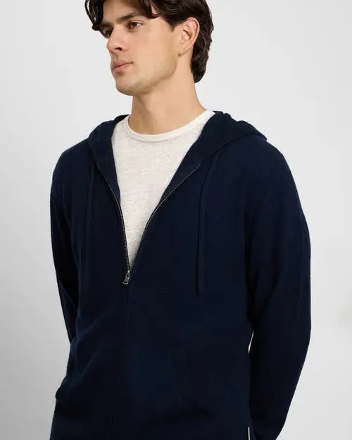 Onia 100% Cashmere Hoodie Zip Up - Midnight