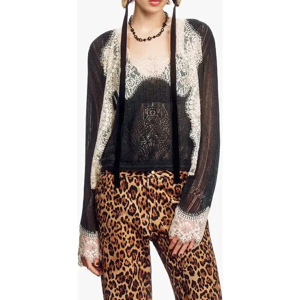 Anna Sui Without Bow Lingerie Lace Knit Cardigan