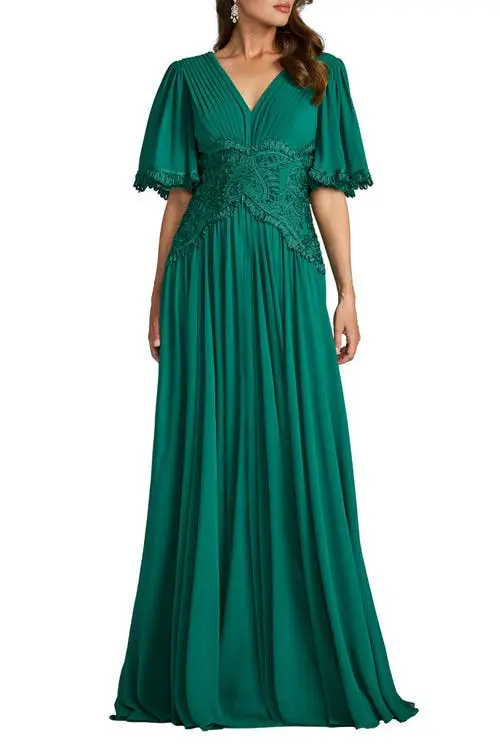 Tadashi Shoji Indira Embroidered Chiffon Gown
